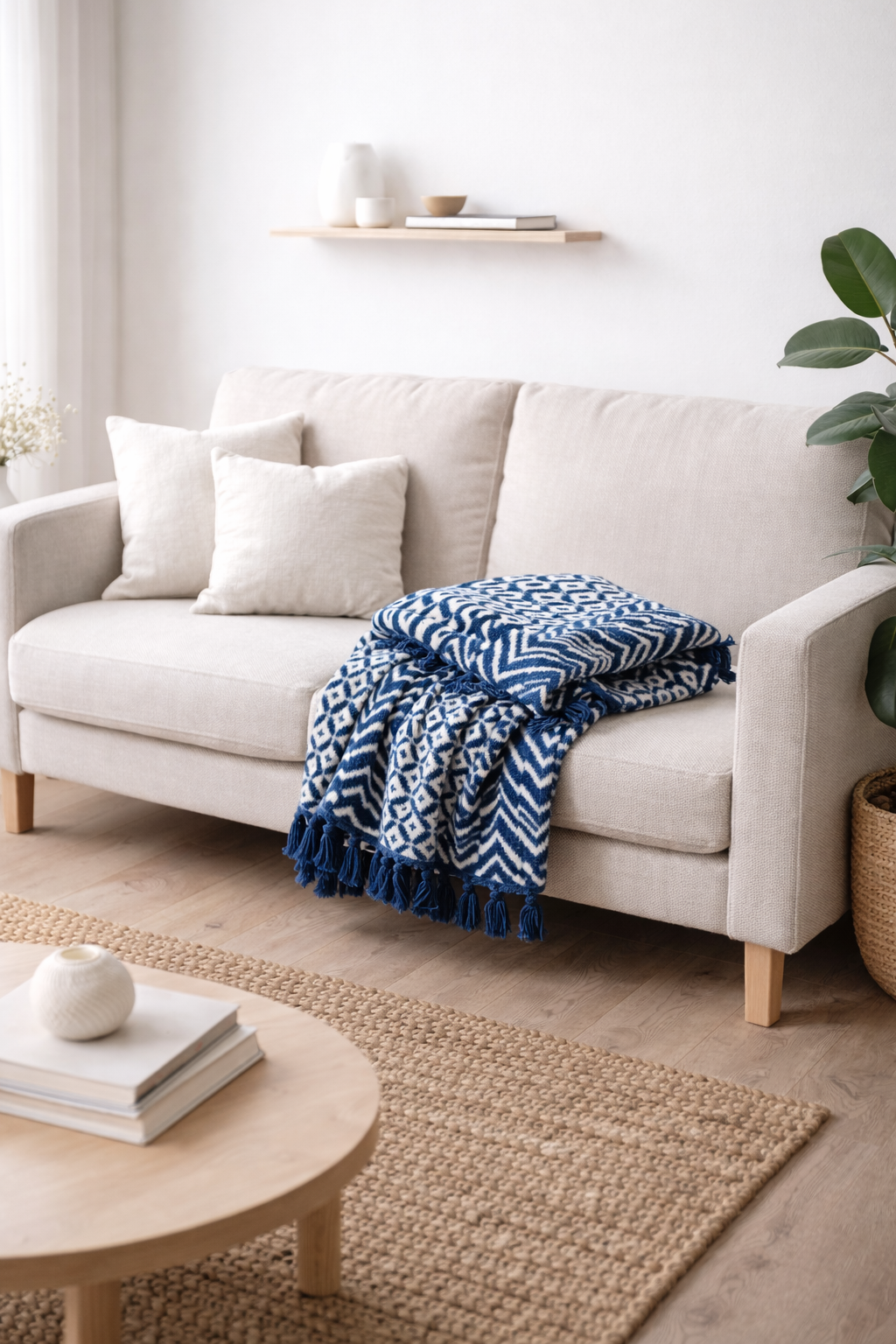 Handgerð Indigo teppi 170*120 cm – Myrra living